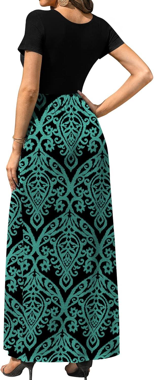DB MOON Womens 2026 Summer Maxi Dresses Casual Short Sleeve Empire ...