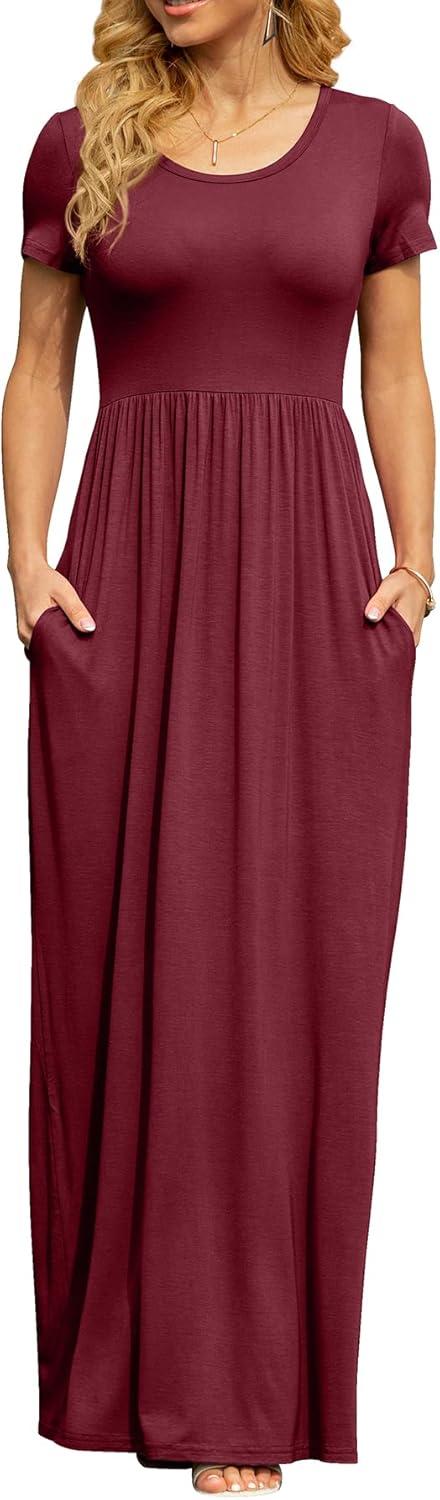 DB MOON Womens 2026 Summer Maxi Dresses Casual Short Sleeve Empire ...