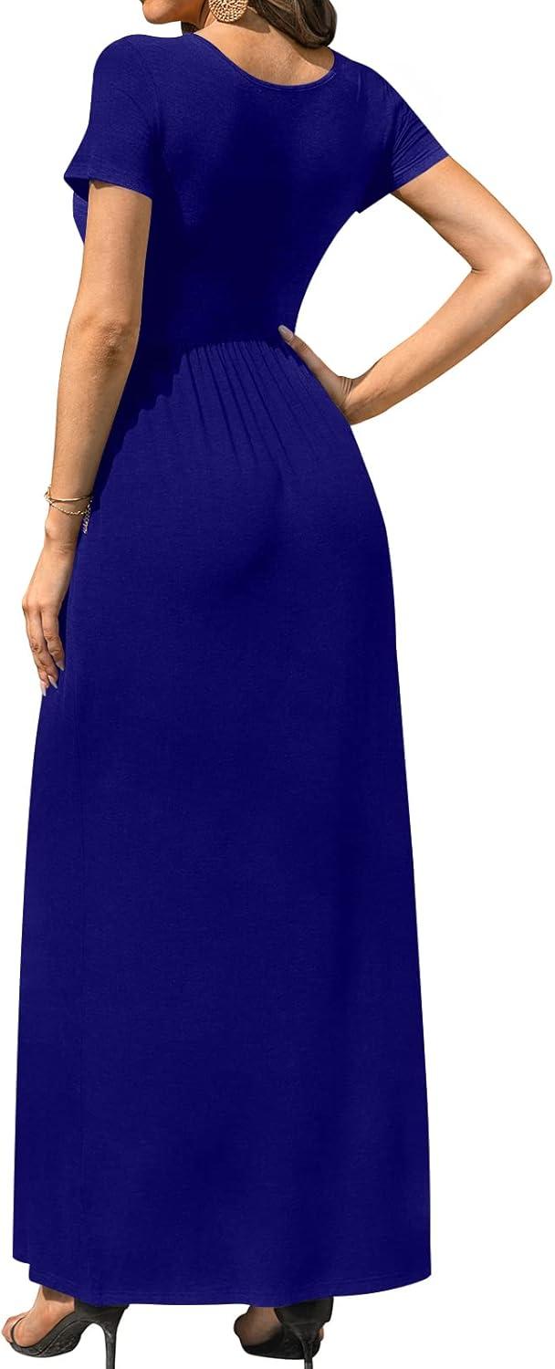 DB MOON Womens 2026 Summer Maxi Dresses Casual Short Sleeve Empire ...